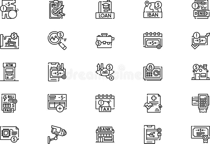 Banking Icons Collection is a Vector Illustration with Editable Stroke ...