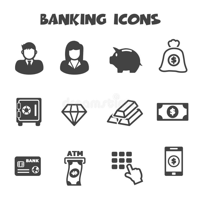 Banking Icons on White Background. Stock Vector - Illustration of ...