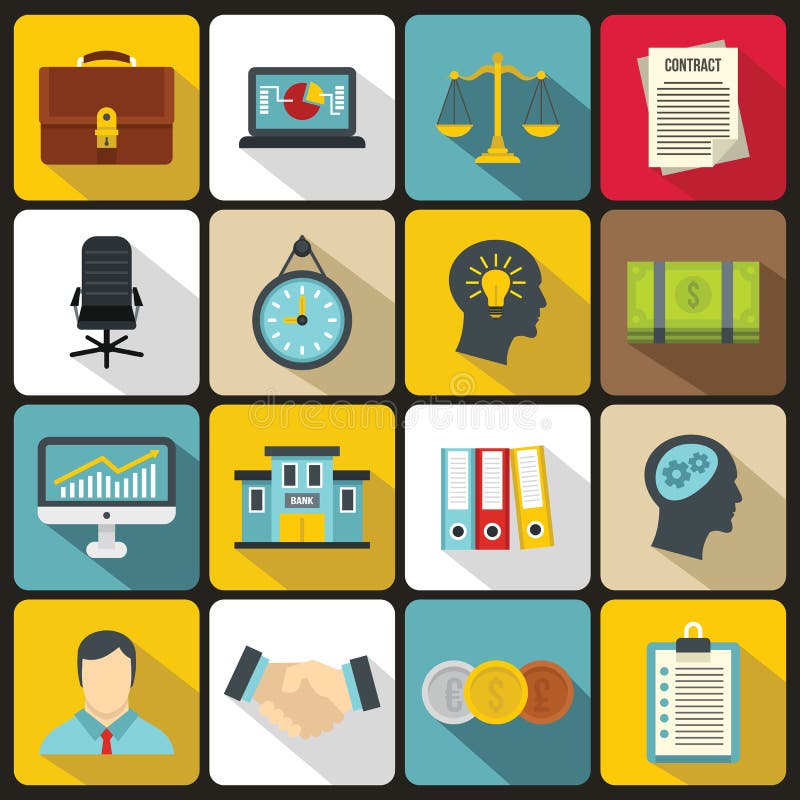 Banking Icons Set, Flat Style Stock Vector - Illustration of commerce ...