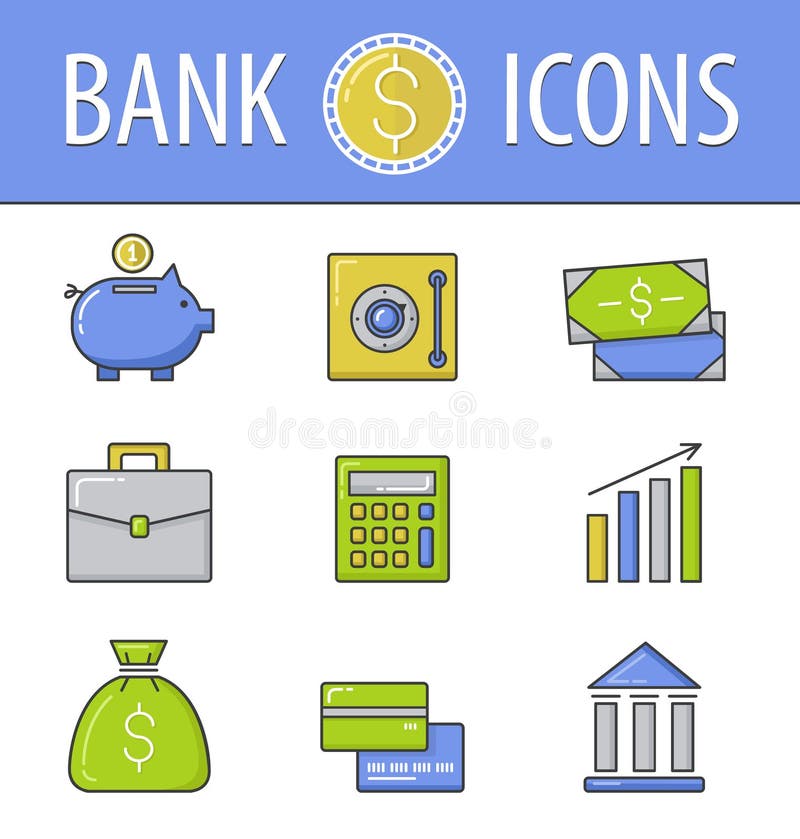 Banking icons set.Vector stock illustration. Illustration of securities ...
