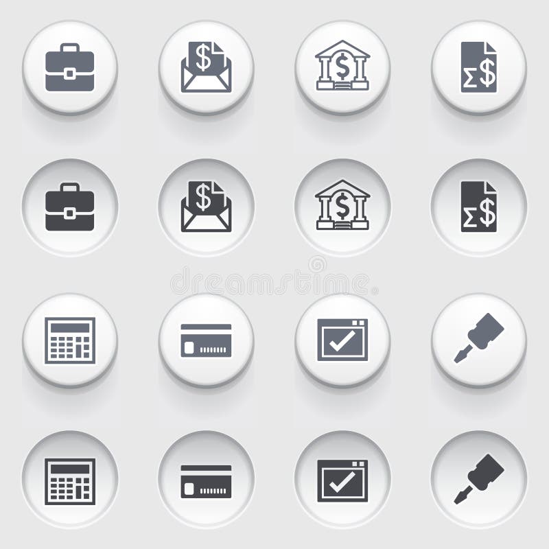 Banking Icons on White Buttons. Set 2. Stock Vector - Illustration of ...