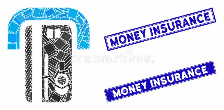 Banking Machine Mosaic and Distress Rectangle Seals Stock Vector ...