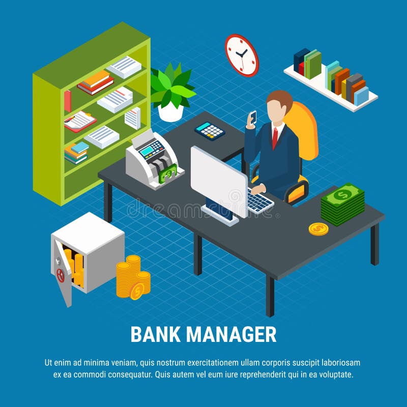 Banking Manager Isometric Composition Stock Illustration - Illustration ...