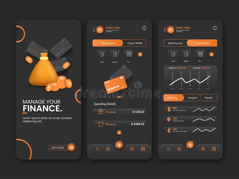 Banking Mobile App Splash Screen Templates in Three Options Stock ...