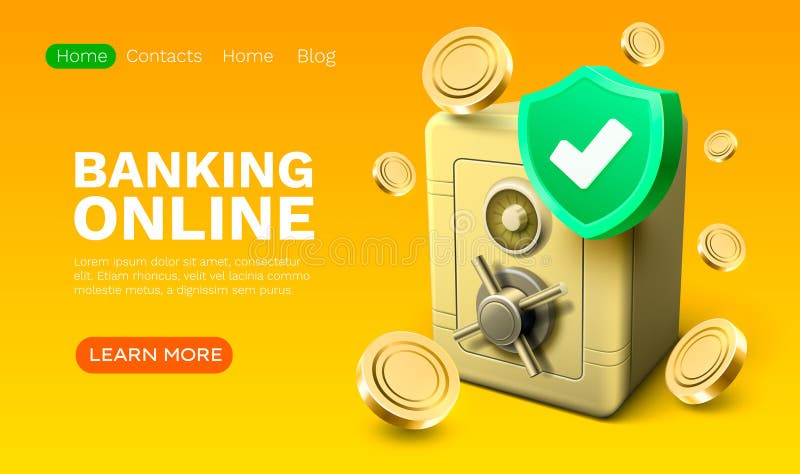 Banking Online Safe, Finance User Access, Web Site Landing Page. Vector ...