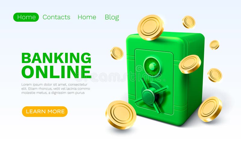 Banking Online Safe, Finance User Access, Web Site Landing Page. Vector ...