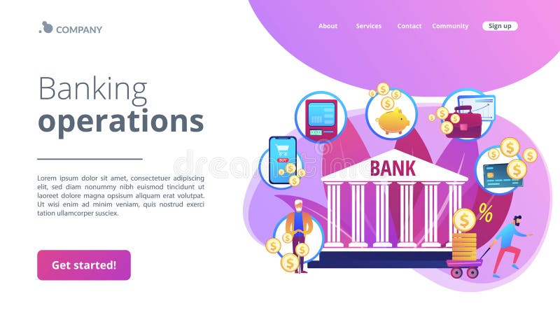 Banking Operations Concept Landing Page Stock Vector - Illustration of ...