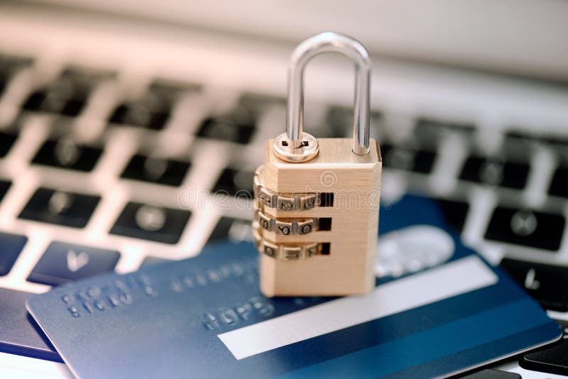 Banking Security, Credit Card and Padlock Stock Image - Image of credit ...
