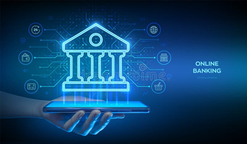 Banking Service. Using a Online Banking Application on Smartphone ...