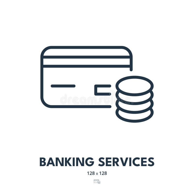 Banking Services Icon. Finance, Bank, Card. Editable Stroke. Vector ...