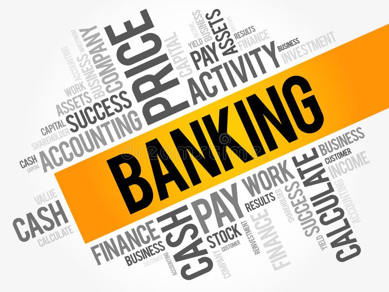 Banking Word Cloud Concept stock illustration. Illustration of bills ...