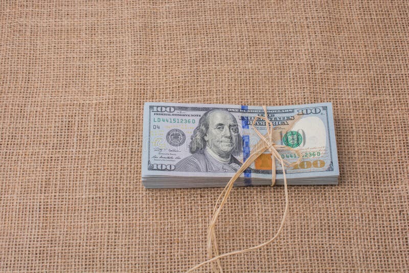 Banknote Bundle of US Dollar Tied with a Linen Ribbon Stock Image ...