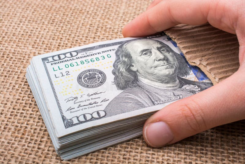 Banknote Bundle of US Dollar Wrapped in Paper Stock Image - Image of ...