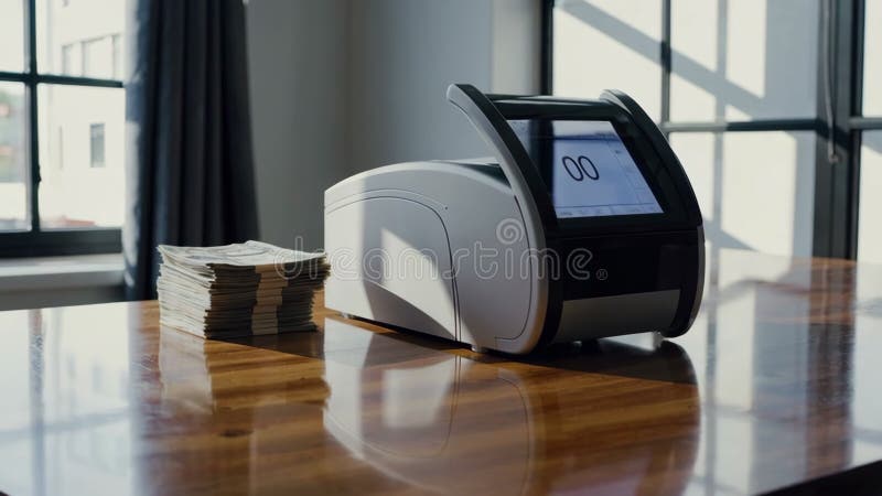 Banknote Counter Processing Stack of Dollar Bills Stock Video - Video ...
