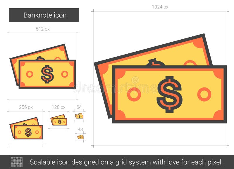Banknote line icon. stock vector. Illustration of deposit - 81060620