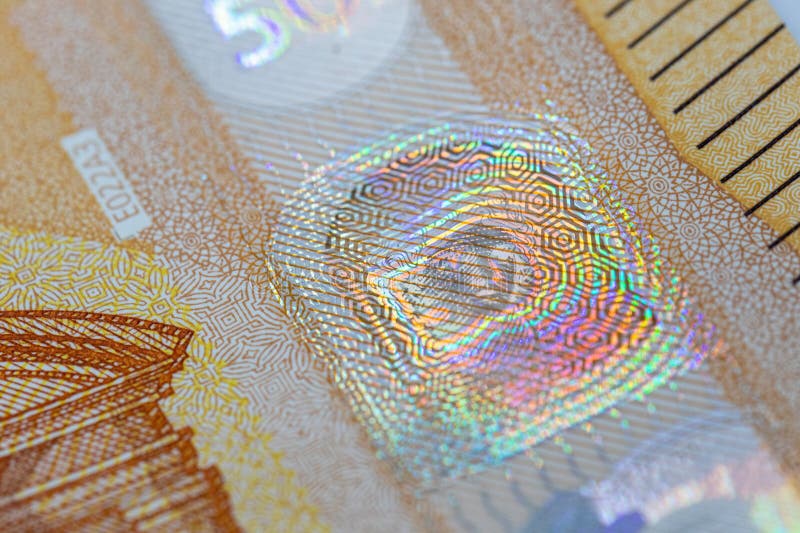 Banknote Security Feature: Iridescent Foil and Geometric Patterns Stock ...