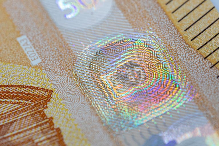Banknote Security Feature: Iridescent Foil and Geometric Patterns Stock ...