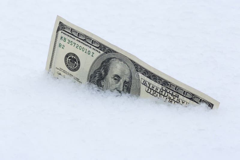 Banknote in snow stock image. Image of currency, debt - 136615057