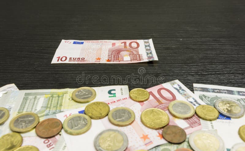 A Ten-euro Banknote on a Table. Stock Image - Image of eurozone ...