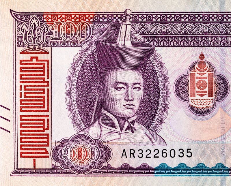 Banknote of 100 Tugriks of Mongolia, Fragment for Design. Paper Money ...