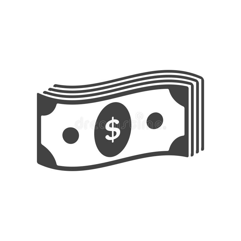 Banknotes Cash Stack Dollar Icons. Money Currency Bills Silhouette ...