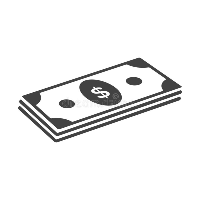 Banknotes Cash Stack Dollar Icons. Money Currency Bills Silhouette ...