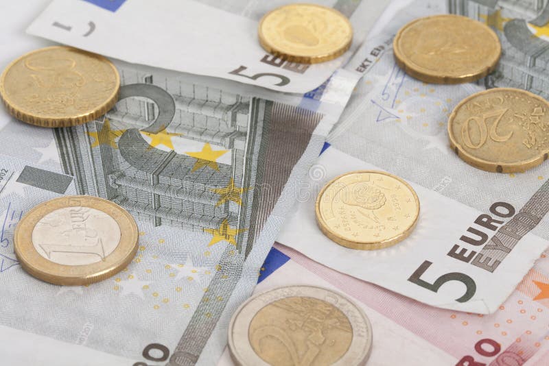 Banknotes and coins stock image. Image of economy, payroll - 28067449