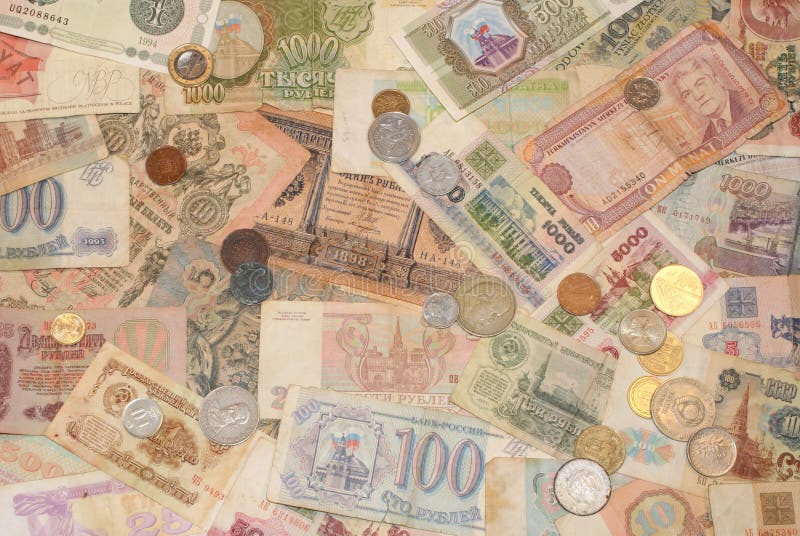 Banknotes and Coins , Both Ancient and Modern Stock Image - Image of ...