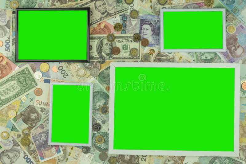 Banknotes and Coins of Different Denominations on the Table Editorial ...