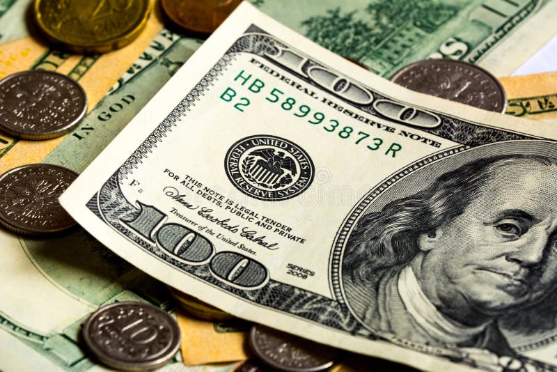 Banknotes and coins stock photo. Image of financial, money - 75278722