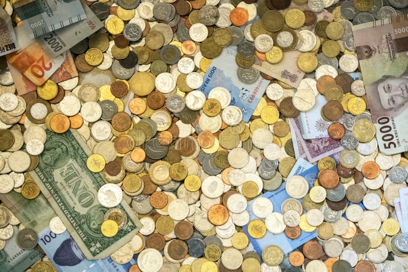 Banknotes and coins. stock photo. Image of bank, growth - 126564364