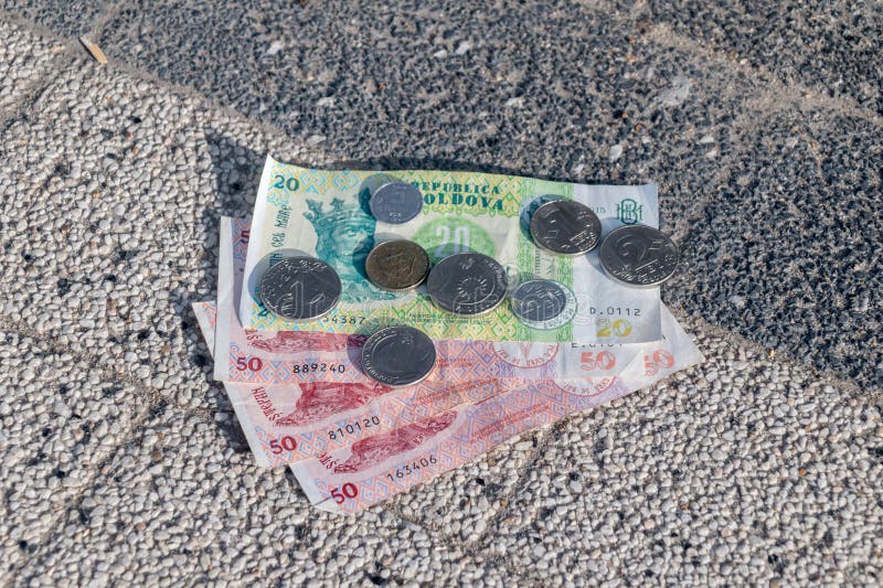 Banknotes and Coins of Moldovan Leu. Currency of Moldova Stock Image ...