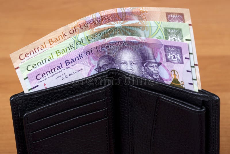 Banknotes of Lesotho in the Black Wallet Stock Image - Image of note ...
