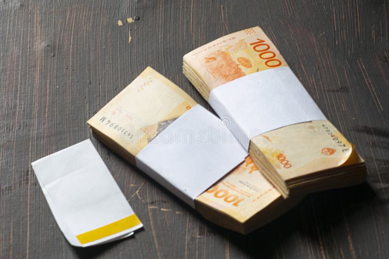 Banknotes Pads on the Table Argentinian Notes Stock Photo - Image of ...