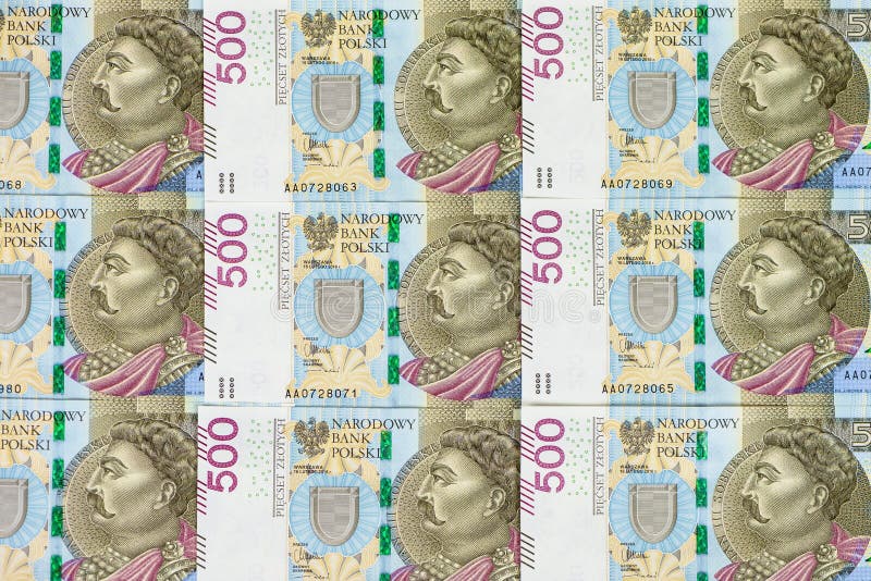 Banknotes of 500 Pln Laying in a Row Stock Image - Image of currency ...