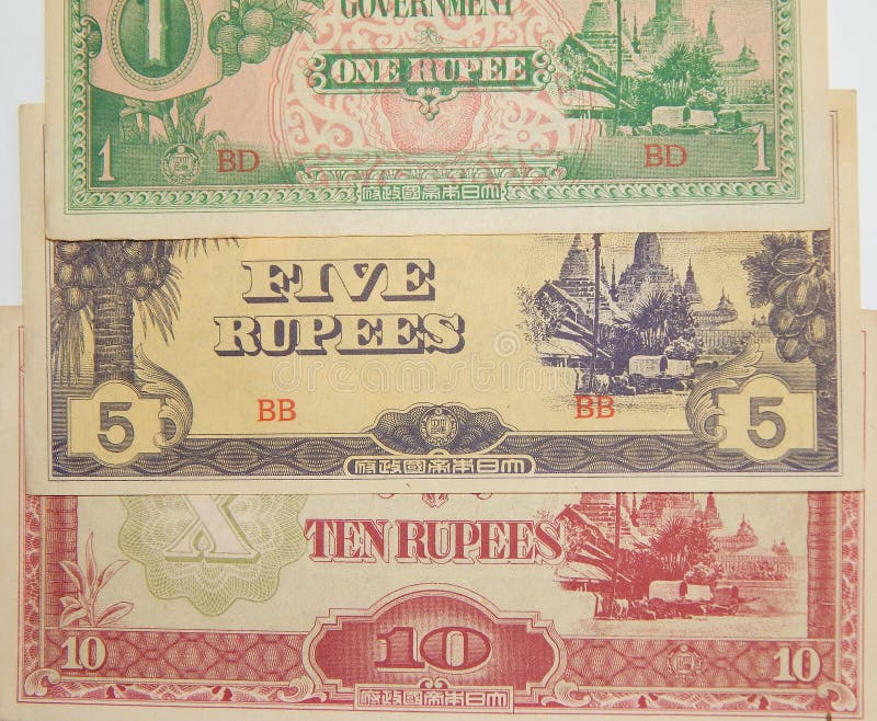 Banknotes Rupee Bank Note of Burma. Paper Money Editorial Stock Photo ...