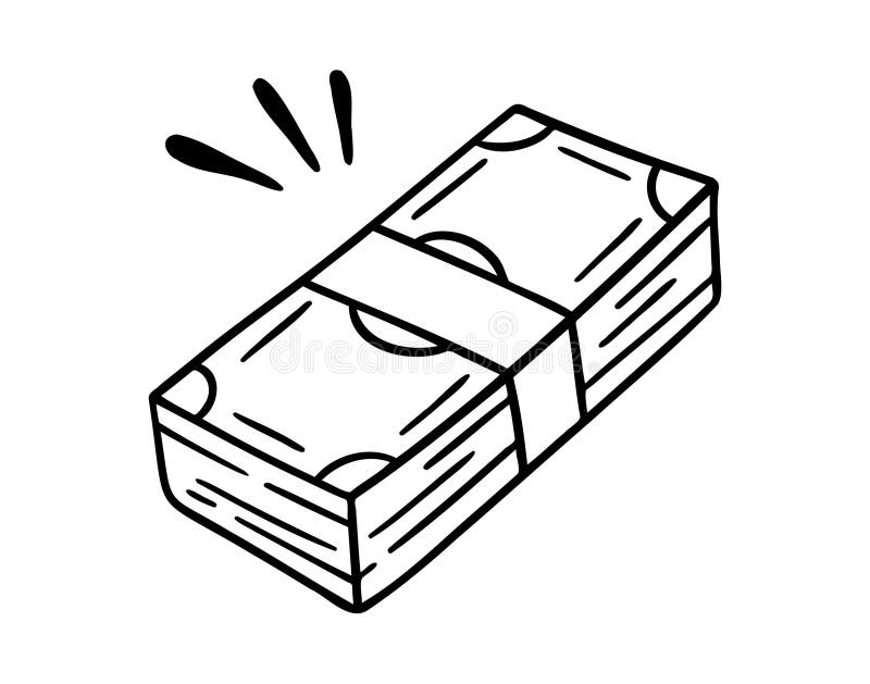 Banknotes Stack Icon Doodle Hand Drawn. Outline Banknotes Stack Line ...