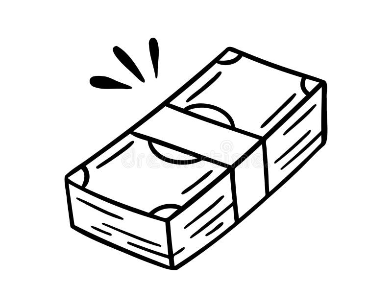 Banknotes Stack Icon Doodle Hand Drawn. Outline Banknotes Stack Line ...