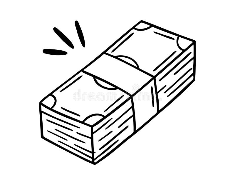 Banknotes Stack Icon Doodle Hand Drawn. Outline Banknotes Stack Line ...