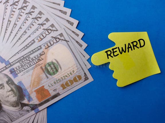 Banknotes and Sticky Note with the Word REWARD Stock Photo - Image of ...