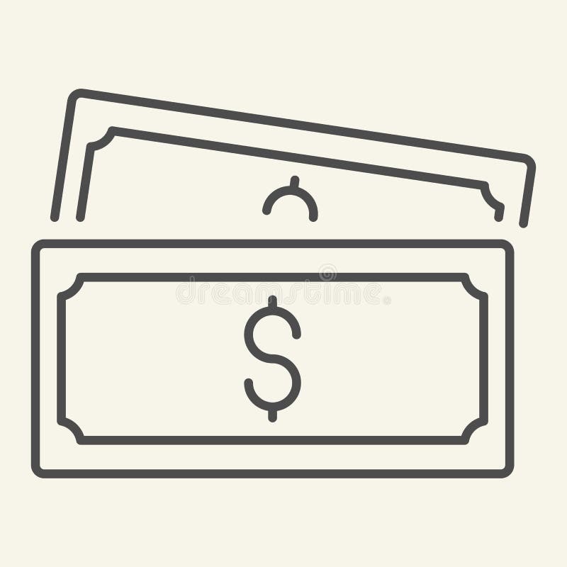 Banknotes Thin Line Icon. Currency Vector Illustration Isolated on ...