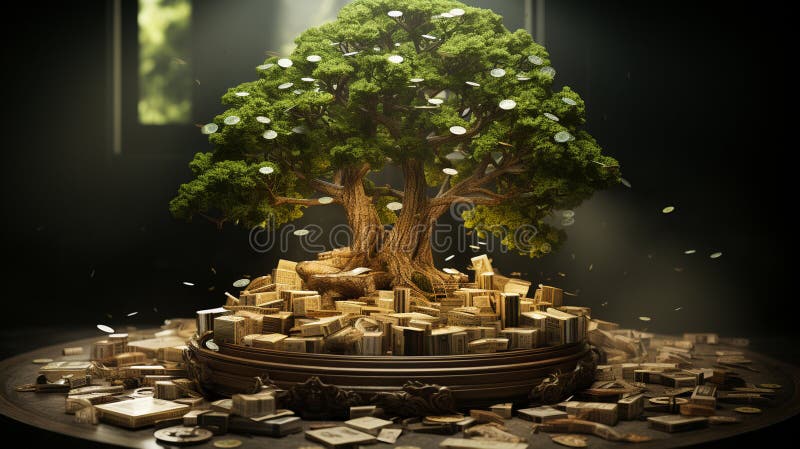 Banknotes tree. Rich tree stock illustration. Illustration of deposit ...
