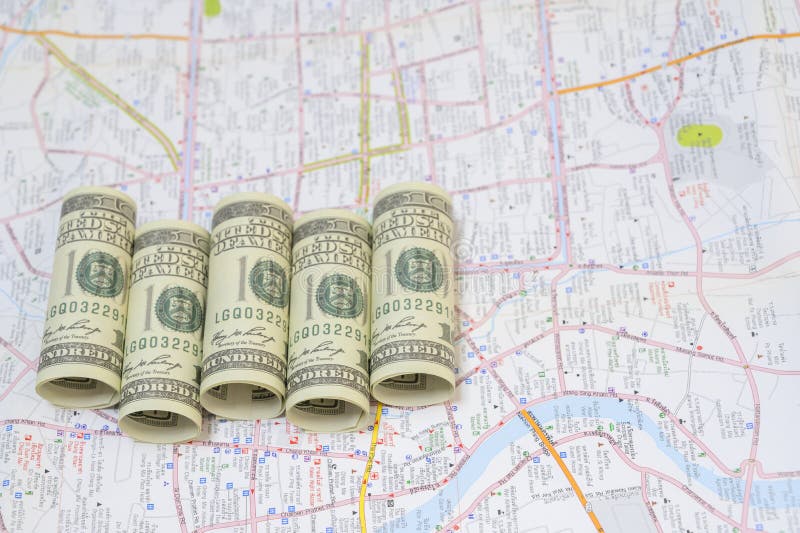 Bankroll Dollar with Map, Geography Stock Photo - Image of bank, profit ...