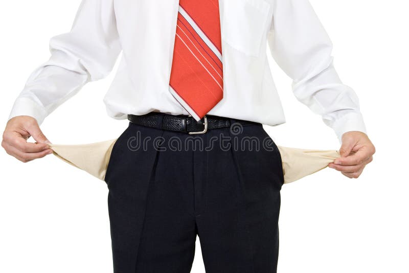 Broke and Poor Business Man with Empty Pockets Stock Photo - Image of ...