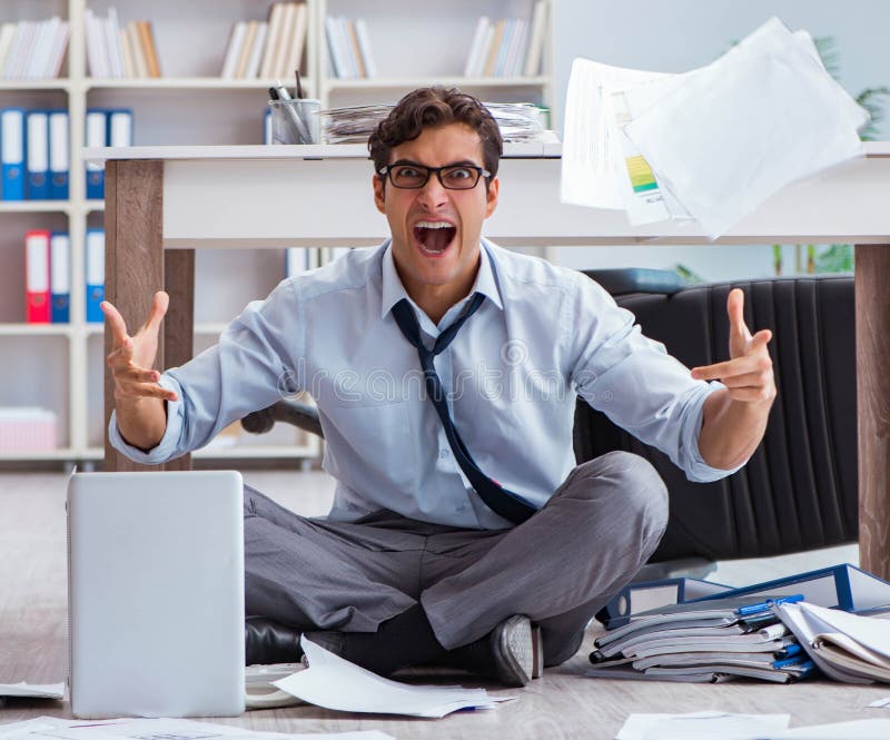 Bankrupt Businessman Angry in the Office Floor Stock Photo - Image of ...