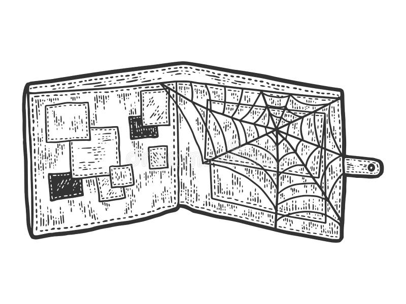 Bankrupt Wallet. Sketch Scratch Board Imitation. Black and White Stock ...