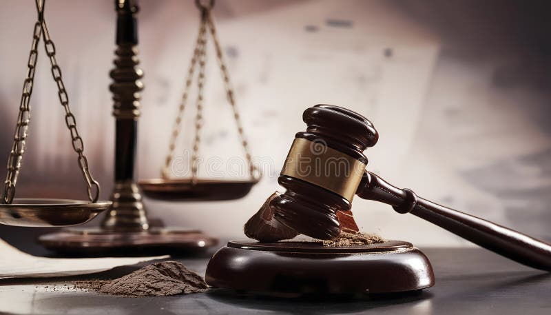 Bankruptcy Declaration, Gavel and Broken Scale Stock Illustration ...