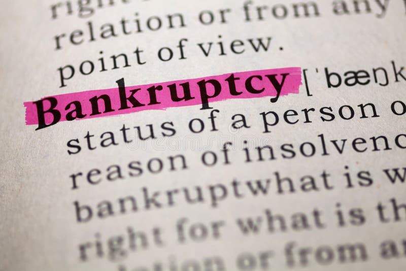 Bankruptcy Word Definition stock image. Image of macro - 37895581