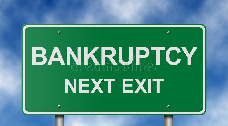 Bankruptcy Next Exit Sign stock photo. Image of blue, depression - 7995796