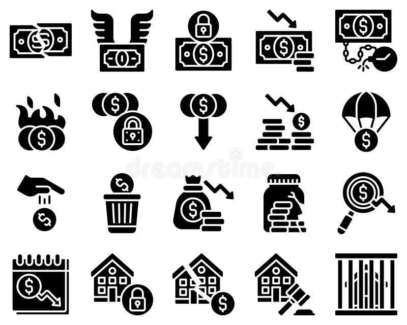 Bankruptcy Related Vector Icon Set, Solid Style Stock Vector ...